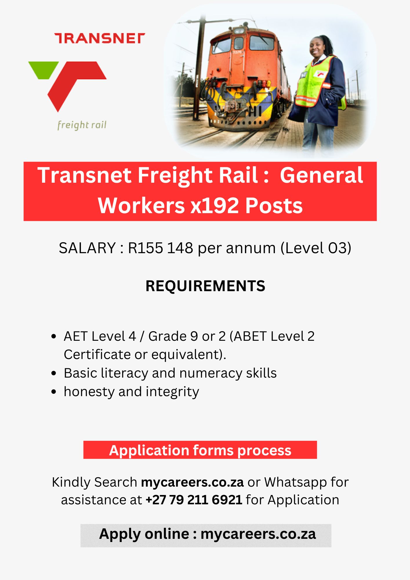Transnet Freight Rail : General Workers jobs - mycareers.co.za