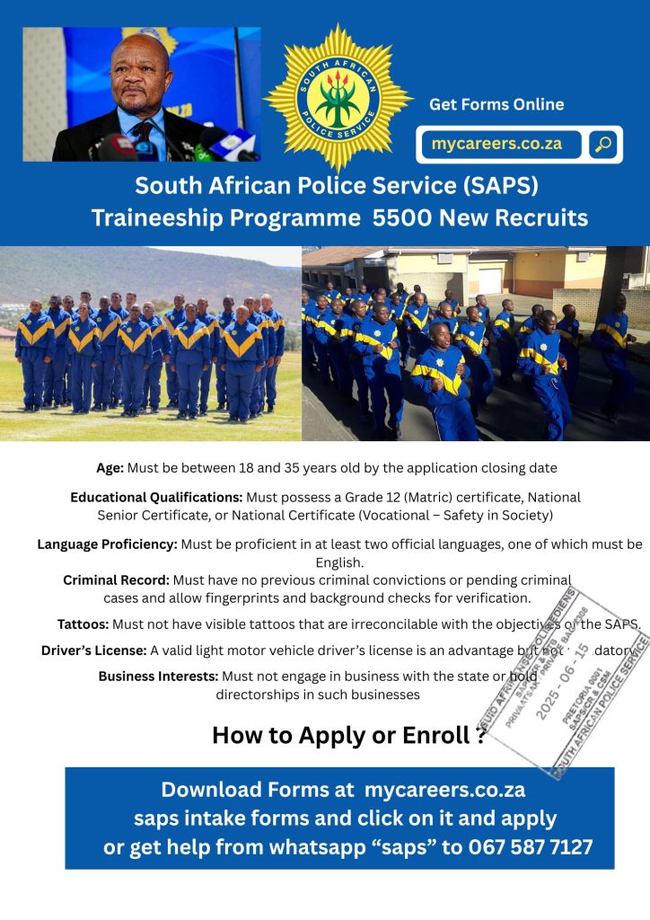 Saps Learnerships 2025 -2026 - mycareers.co.za